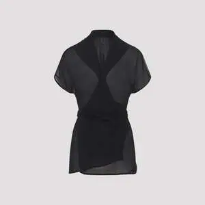 Rick Owens Silk Wrap Top - Black