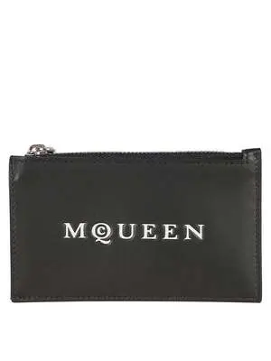Alexander McQueen Mini Zip Card Case - Black/bone
