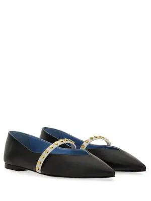 Alexander McQueen Metal-toecap Leather Ballerina Flats - Black