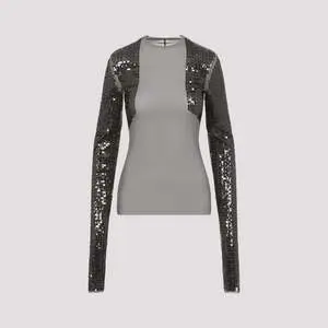 Rick Owens Sequined Long Sleeve Top - Brown