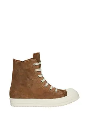 Rick Owens Temple Geobasket Suede High-top Sneakers - Brown