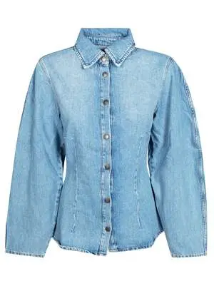 ROTATE BY BIRGER CHRISTENSEN Fitted Denim Shirt - Blu