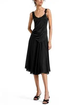 Victoria Beckham Sleeveless Lace-trim Asymmetric Midi Dress