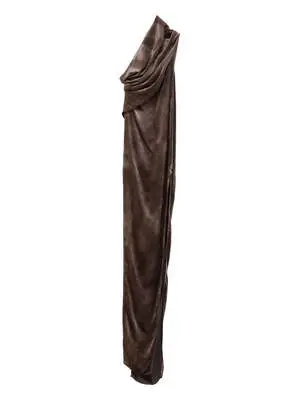 Rick Owens Athena Arrowhead One-shoulder Dress In Chenille - Brown