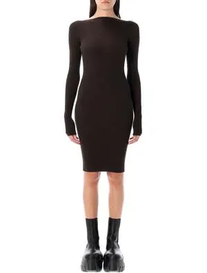 Rick Owens Ribbed Boat-neck Long Sleeve Dress