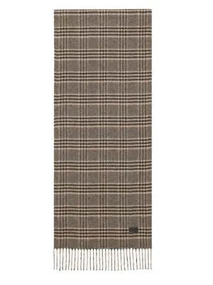 Saint Laurent Check Fringed Scarf - Black