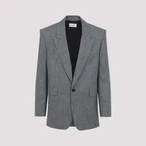 Saint Laurent Checked Single-breasted Blazer - Black