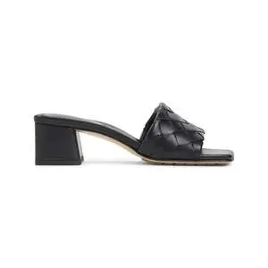 Bottega Veneta Woven Square Toe Block Heel Sandals