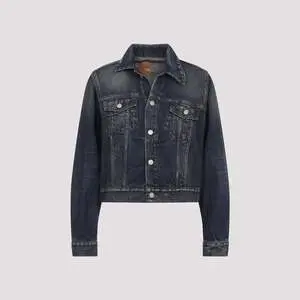 Balenciaga Off-shoulder Denim Jacket - Blue