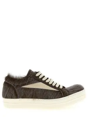 Rick Owens Fur-lined Sneakers With Lace-up Closure - Brown