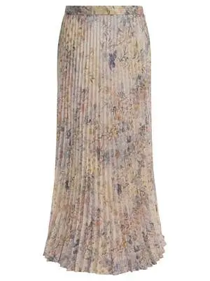 GOLDEN GOOSE Pleated Floral Print Midi Skirt