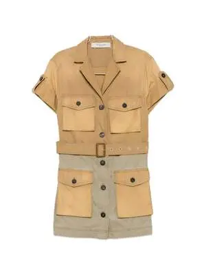 GOLDEN GOOSE Short-sleeved Belted Dress - Beige