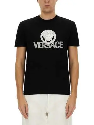 Versace Printed Cotton-jersey T-shirt - Black