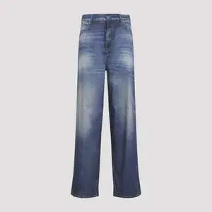 GOLDEN GOOSE Boyfriend Jeans With Archive Denim Print - Blue