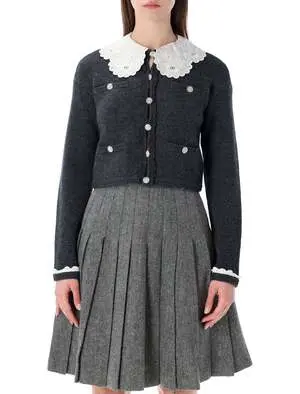 SELF-PORTRAIT Lace-collar Button Cardigan