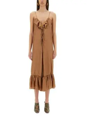 Dries Van Noten Ruffled Tie-detailed Midi Dress