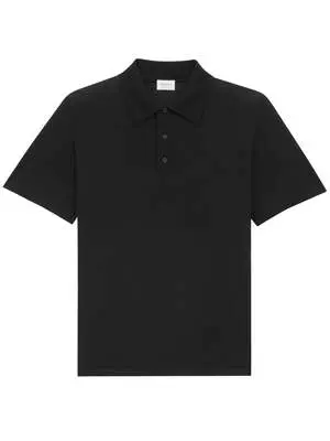 Saint Laurent Short-sleeved Wool Polo Shirt With Embroidered Design - Black