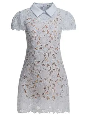 SELF-PORTRAIT Guipure Lace Mini Dress - Blue