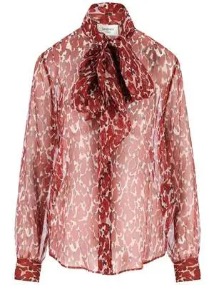 Saint Laurent Abstract Print Silk Blouse