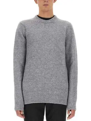 Dolce & Gabbana Crew Neck Knit Sweater With Logo Plaque