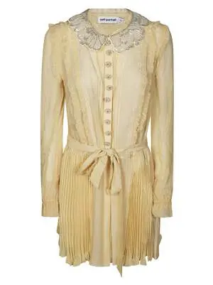 SELF-PORTRAIT Mini Long Sleeve Suit With Flared Skirt