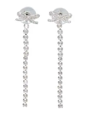 SELF-PORTRAIT Crystal Bow Droplet Earrings - Silver