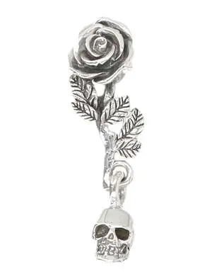 Emanuele Bicocchi Rose And Skull Pendant Earring