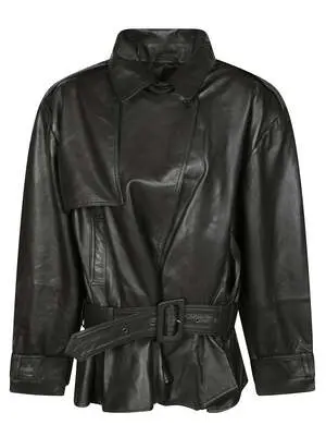 ROTATE BY BIRGER CHRISTENSEN Biker Leather Jacket - Marrone