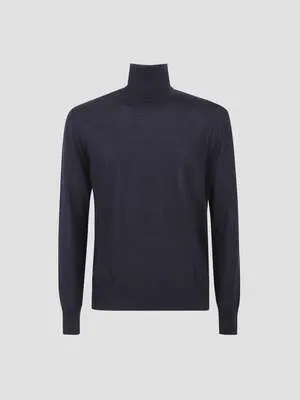 Saint Laurent Turtleneck Long-sleeved Sweater - Bleu Nuit
