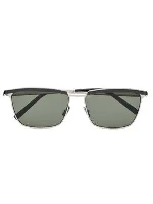 Saint Laurent Engraved Rectangle Sunglasses - Silver