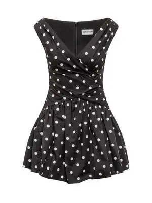 SELF-PORTRAIT Polka Dot Mini Dress - Black