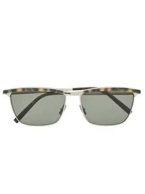 Saint Laurent Signature Engraved Tortoiseshell Insert Sunglasses - Silver