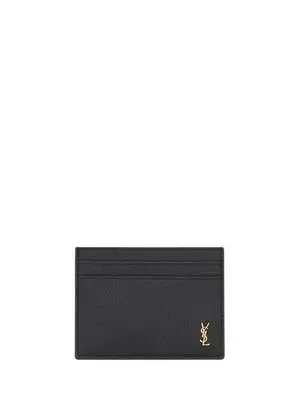 Saint Laurent Tiny Cassandre East/west Leather Wallet - Black
