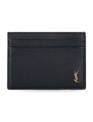 Saint Laurent Tiny Cassandre East/west Leather Wallet - Black