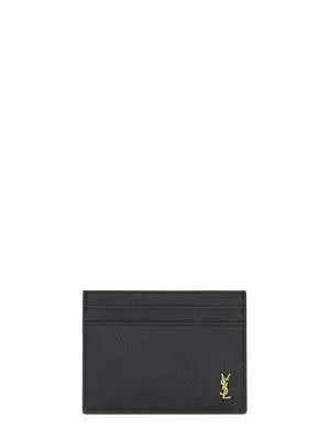 Saint Laurent Tiny Cassandre East/west Leather Wallet - Black