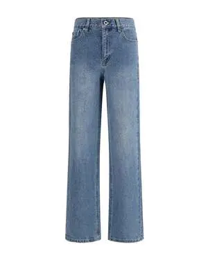 SELF-PORTRAIT Embellished Light Wash Denim Jeans - Blue