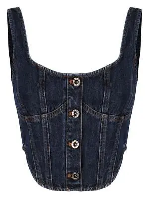 SELF-PORTRAIT Wide Strap Corset Top - Blue