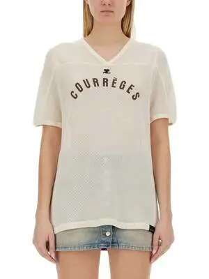 COURREGES T-shirt With Logo - Ivory