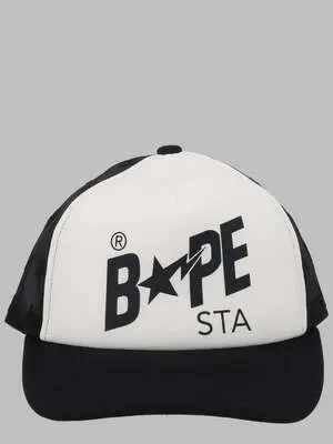 A BATHING APE Trucker Cap With Logo Detail - Black