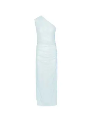 ROTATE BY BIRGER CHRISTENSEN One-shoulder Ruched Mini Dress With Slit - Clear Blue