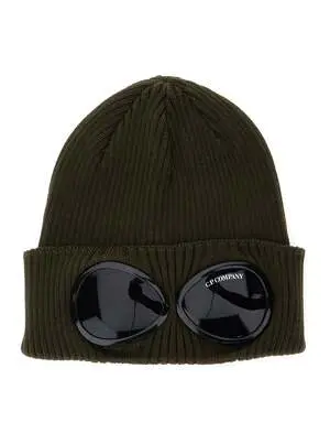 C.P. COMPANY Ribbed Knit Hat With Goggle Lenses - Green