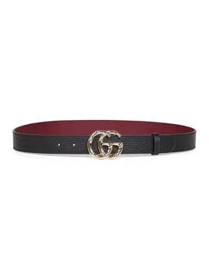 Gucci Belt With Gg Buckle In Hammered Leather - Black