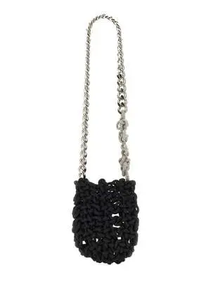Kara Knot Nylon Shoulder Bag With Silver Tone Chain Strap
