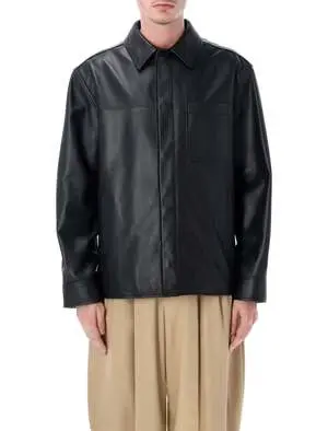 Loewe Lambskin Relaxed Fit Shirt Jacket - Black