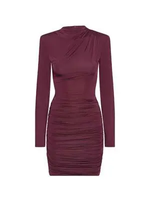 ROTATE BY BIRGER CHRISTENSEN Elegant Ruched Mini Dress With Back Zip - Rosso