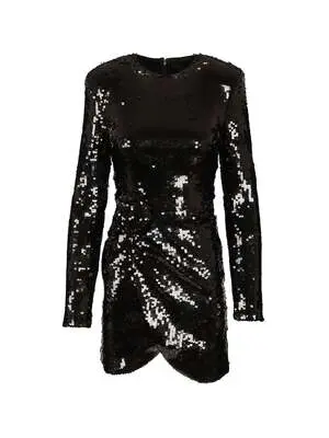 ROTATE BY BIRGER CHRISTENSEN Sequined Long Sleeve Mini Dress - Nero