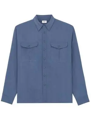 Saint Laurent Saint Laurent Long Sleeve Button-Up Shirt With Classic Collar For Men Navy