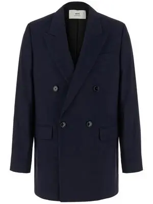 AMI Paris Wool Serge Doublebreasted Blazer - Blue