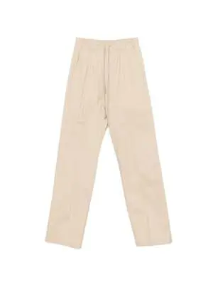 Rick Owens Relaxed Fit Drawstring Waist Cotton Blend Pants - Beige