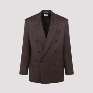 Saint Laurent Double-breasted Silk Jacket - Brown